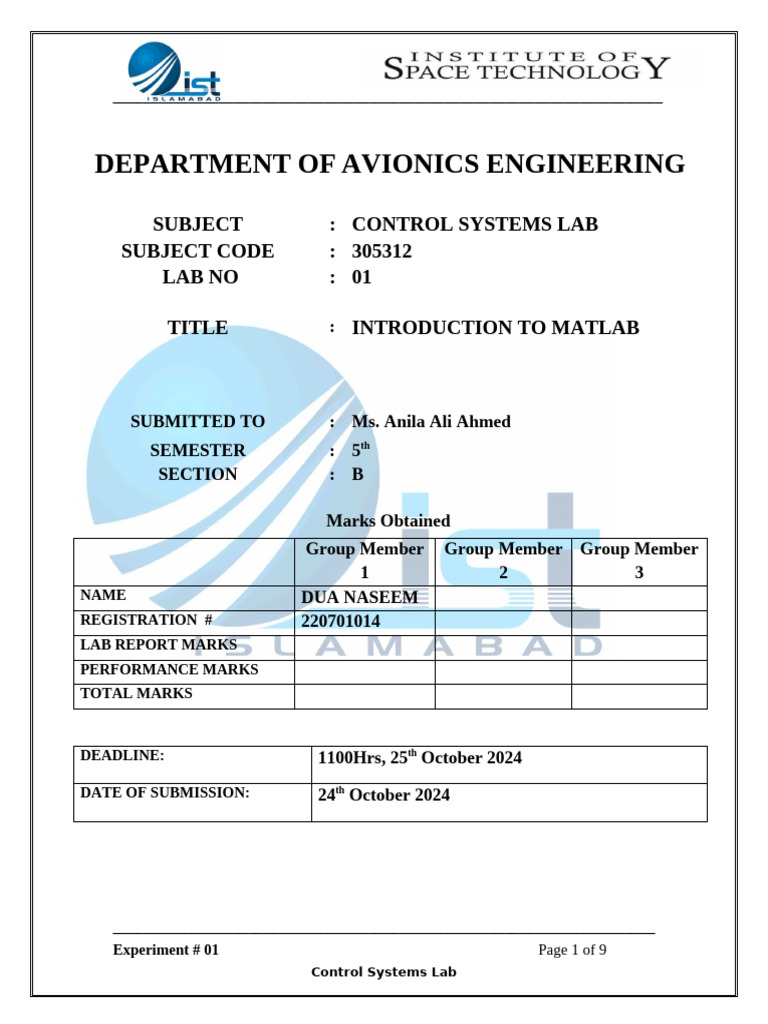 1-Introduction To MATLAB | PDF | System Of Linear Equations | Mathematical Analysis