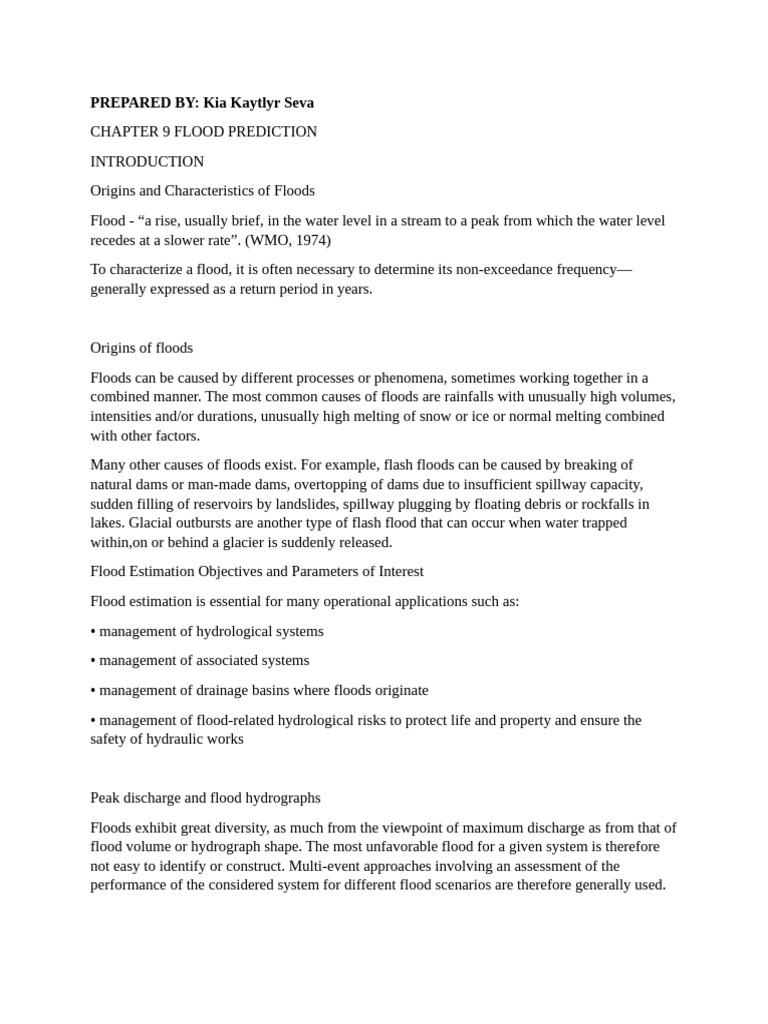 Hydrology Report Outline | PDF | Flood | Discharge (Hydrology)