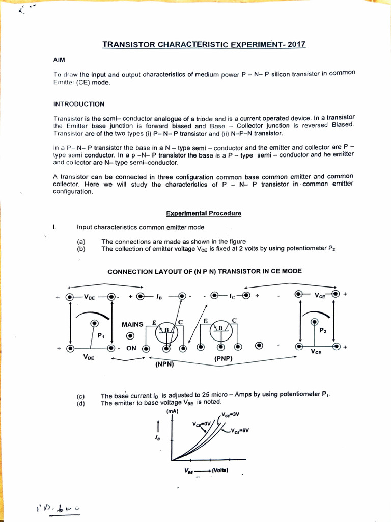 Transistor Characteristics (Physics Practical) | PDF | Bipolar Junction ...