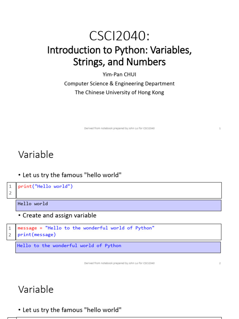 Python Basics: Variables and Strings | PDF