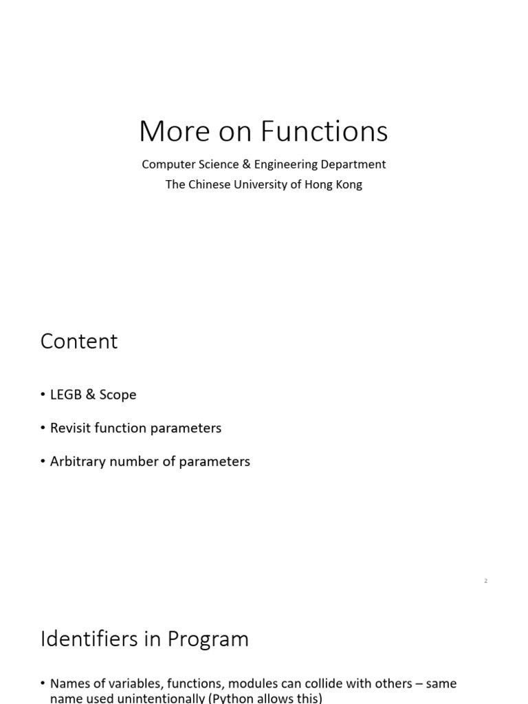 5 More On Functions Pdf Scope Computer Science Parameter Computer Programming 