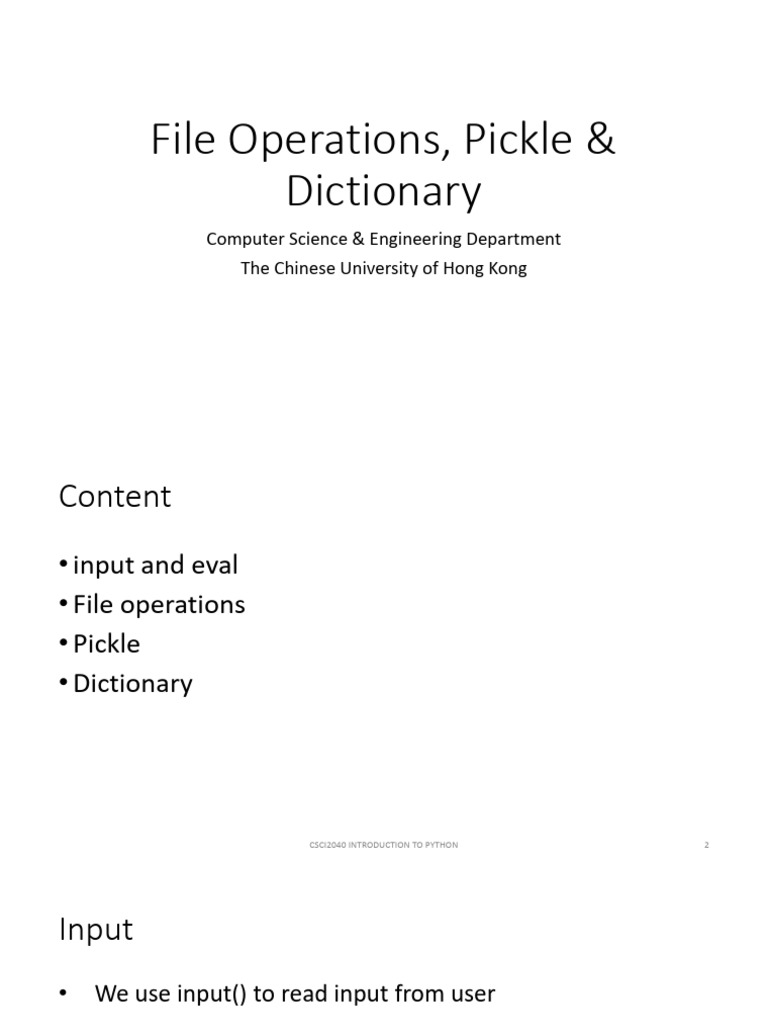 4.file Operation, Pickle & Dictionary | PDF | Computer Programming | Computing