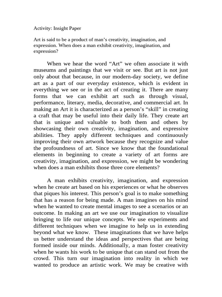 Exploring Creativity in Art Creation | PDF | Imagination | Creativity
