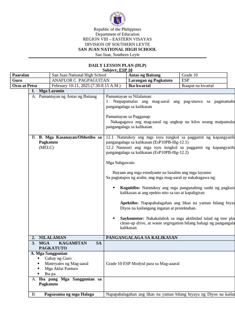 Esp DLP Week 7 Part 2 | PDF