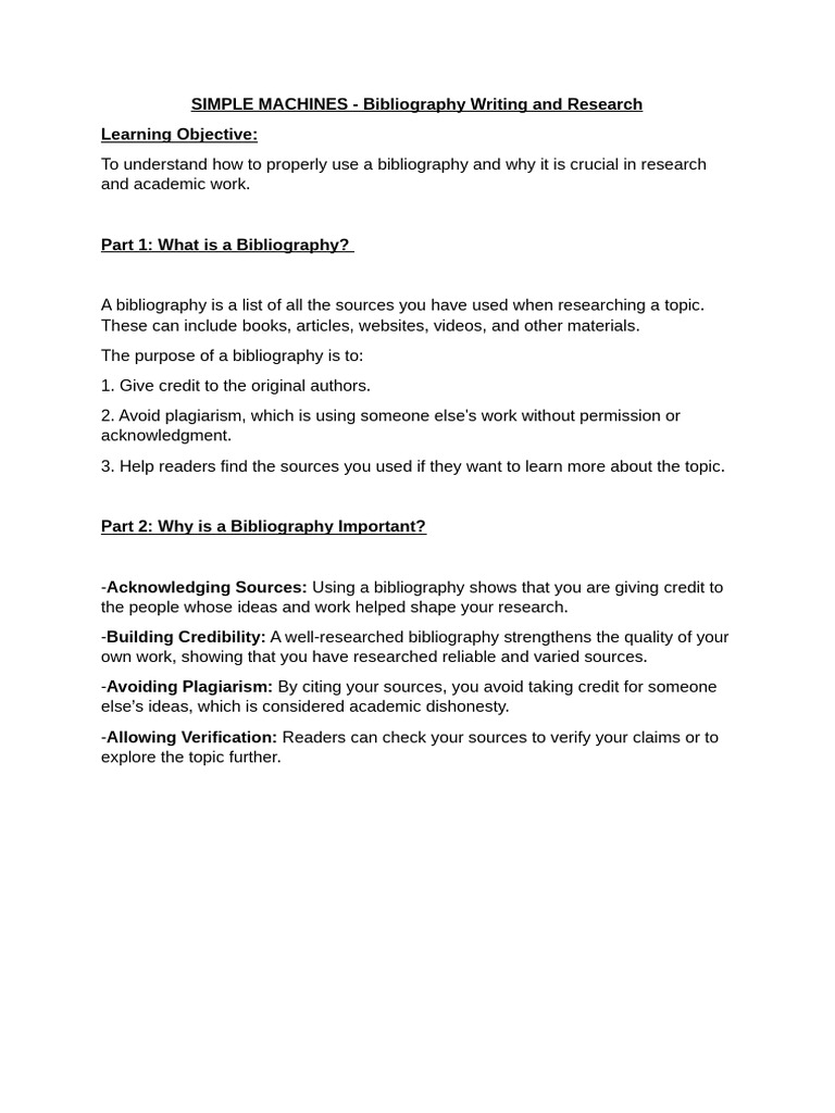 Bibliography Guide for Research Projects | PDF