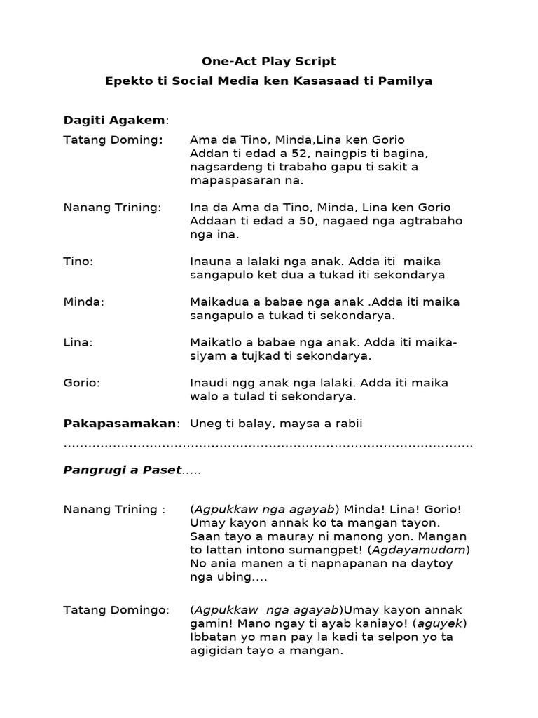 One-Act Play Script | PDF