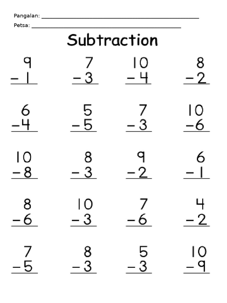 Subtraction, Read Color | PDF