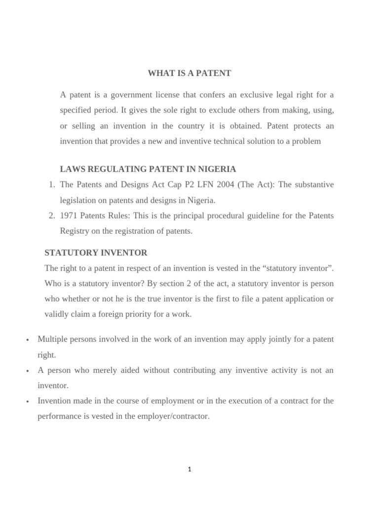 WHAT IS A PATENT | PDF | Patent | Patent Application