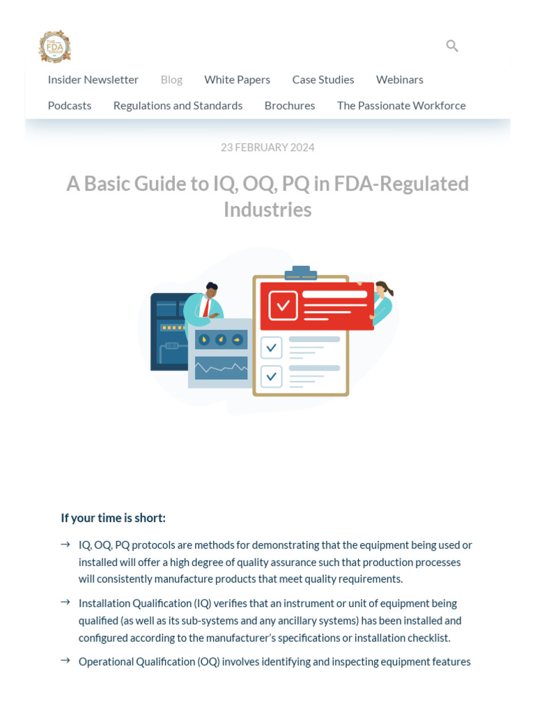 A Basic Guide To IQ, OQ, PQ in FDA-Regulated Industries | PDF | Verification And Validation ...