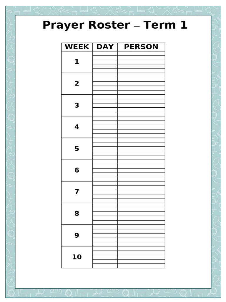 Prayer Roster T1 | PDF