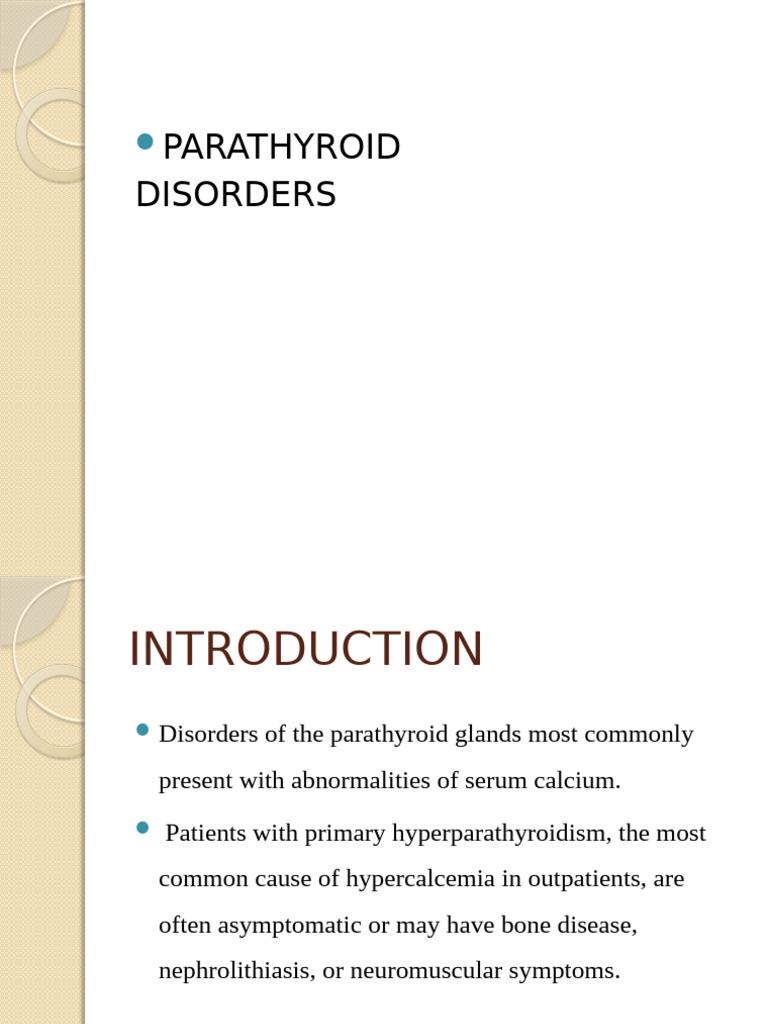 Parathyroid Disorders Overview | PDF | Parathyroid Gland | Endocrine