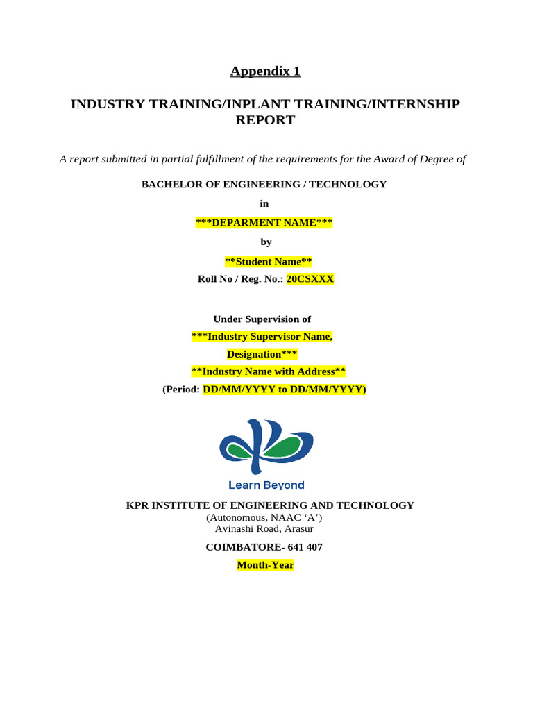 Internship Report Template Pdf World Wide Web Internet Web