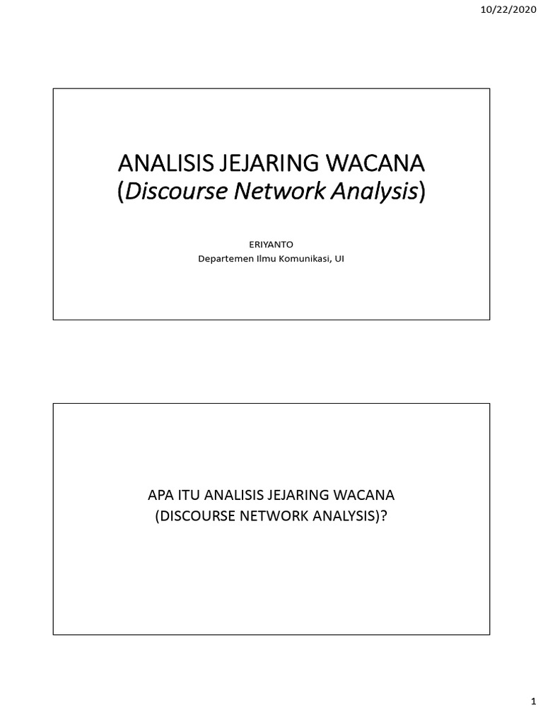 13. Analisis Jejaring Wacana (Discourse Network Analysis) - eri yanto | PDF
