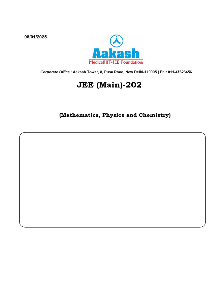 TestPaper SSC JEE-MAINS-2024 Phase-2 (08-04-2024) Evening P-17 08.01. ...