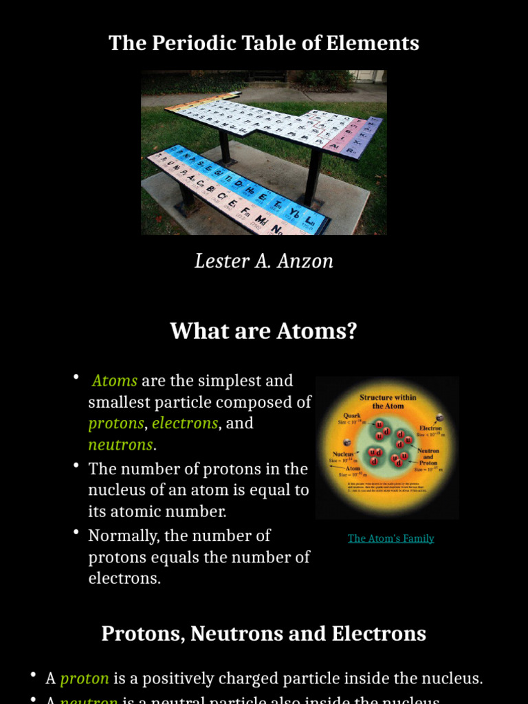 The Periodic Table of Elements | PDF | Atoms | Atomic Nucleus