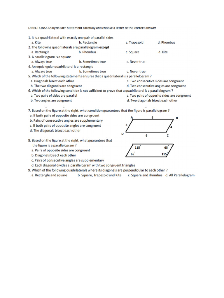 3rd Quarter Test Math | PDF