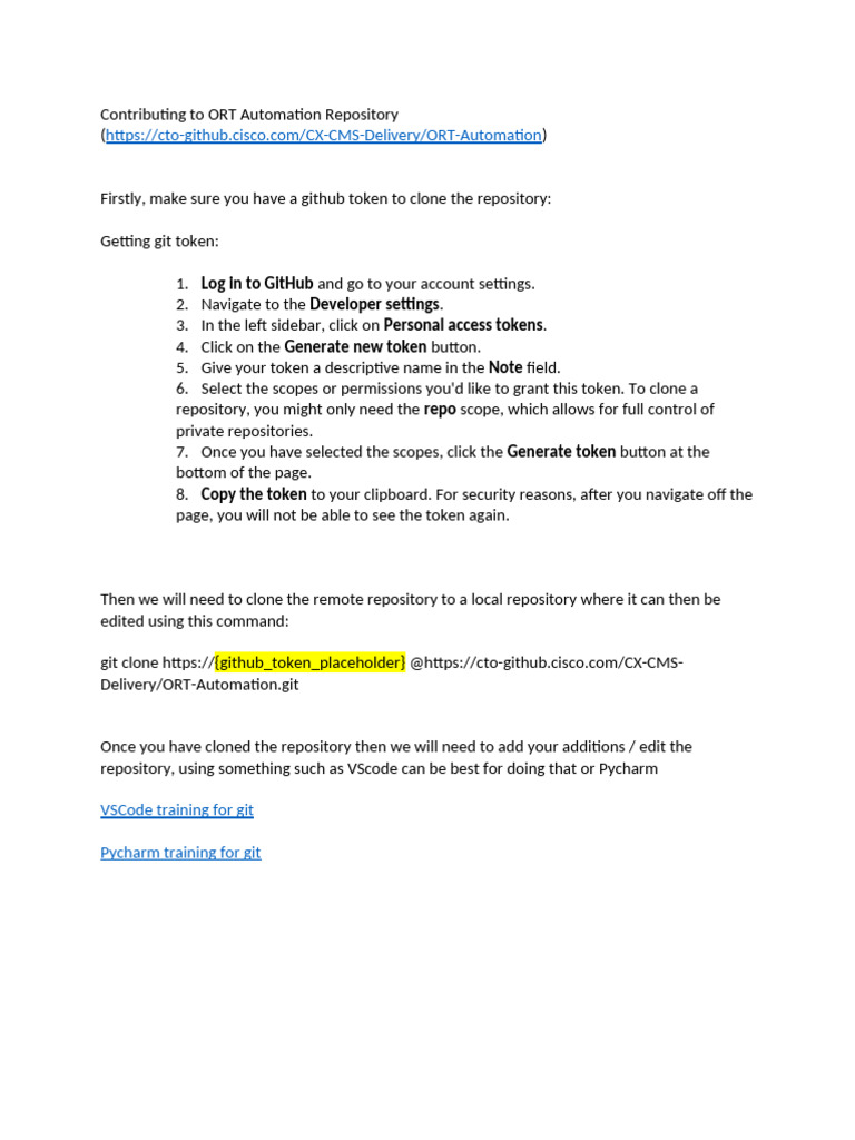 ORT Automation Git How To | PDF