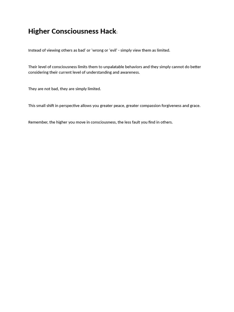 Higher Consciousness Hack | PDF