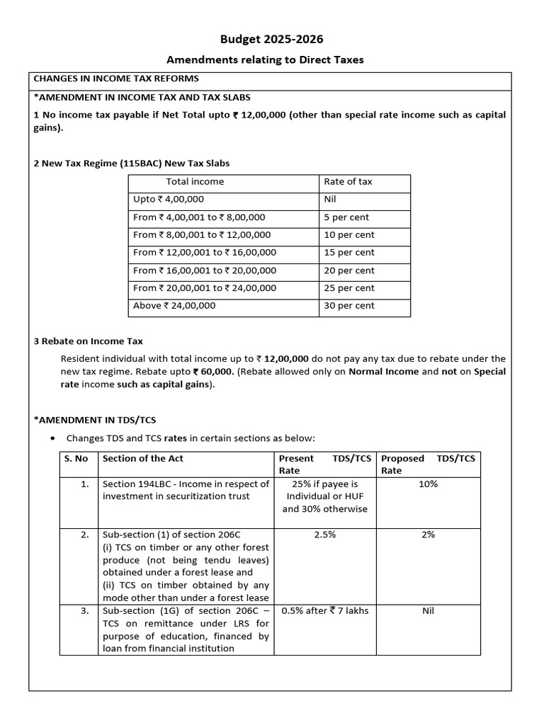 Summary of Budget 2025 | PDF | Taxes | Government Finances