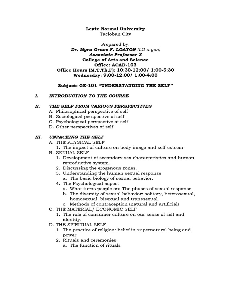 GE101-course outlines | PDF | Self | Learning