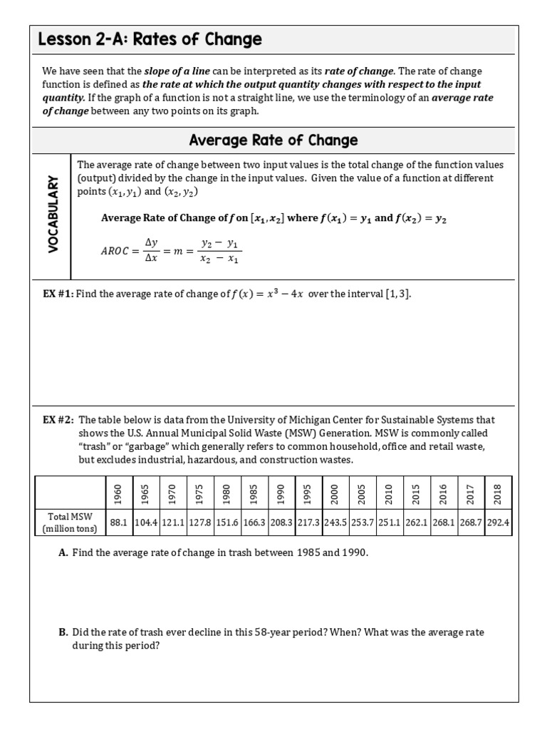 1.2 Rates of Change | PDF | Waste | Municipal Solid Waste