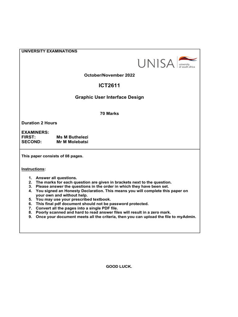 2022-ICT2611 Oct-Nov 2022 Take Home Exam | PDF | Computer Program | Programming
