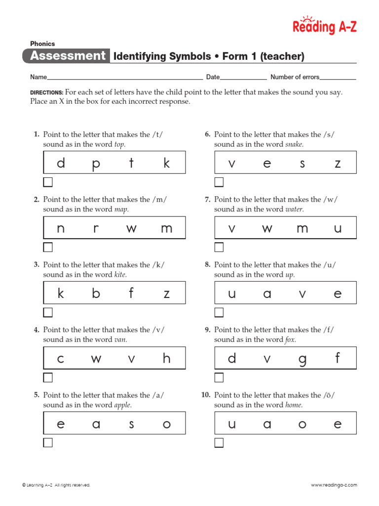 Identifying Sounds Identifying Symbols | PDF | Phonics | Reading (Process)
