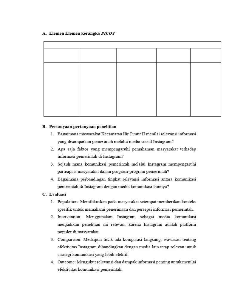 Elemen Elemen Kerangka PICOS | PDF