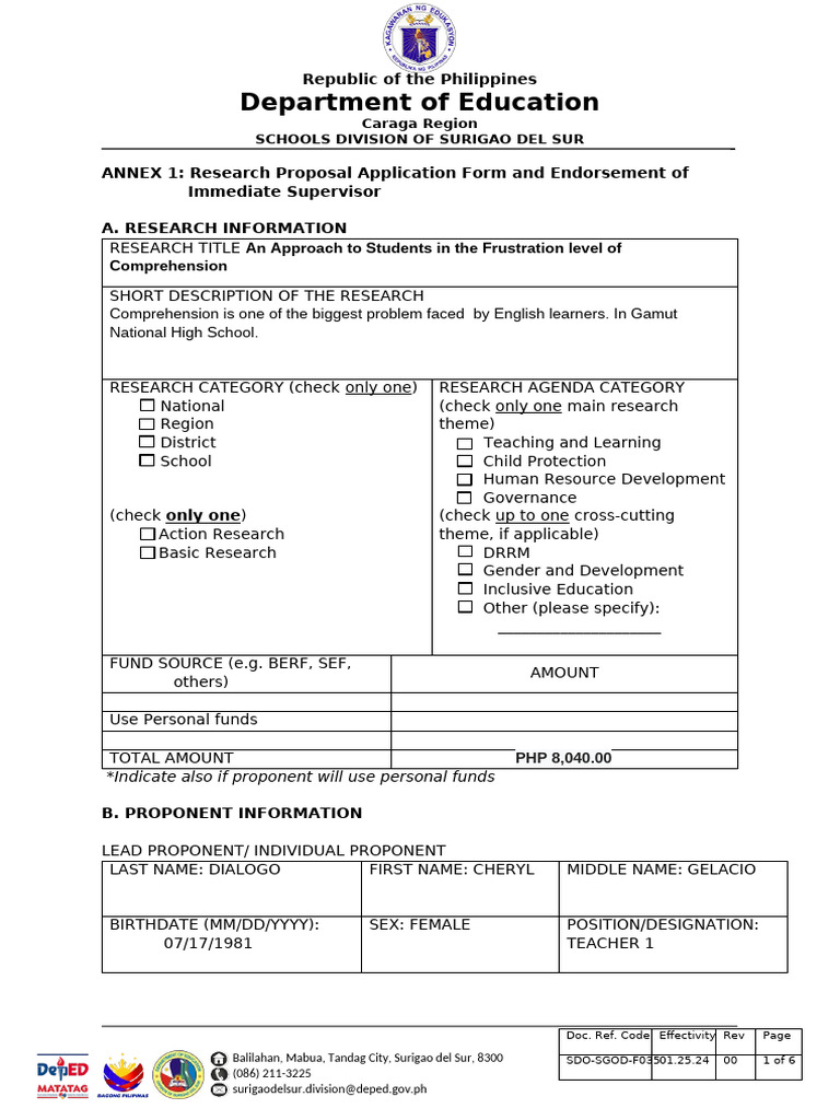 (ATTACHEMENT IN RESEARCH) SDO-SGOD-F035-Research-Annexes-Template | PDF