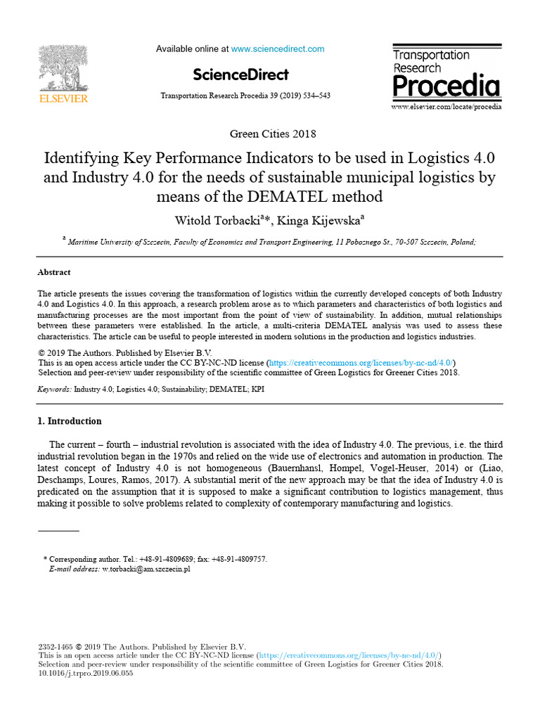 1 s2.0 S2352146519301437 Main | PDF | Logistics | Matrix (Mathematics)