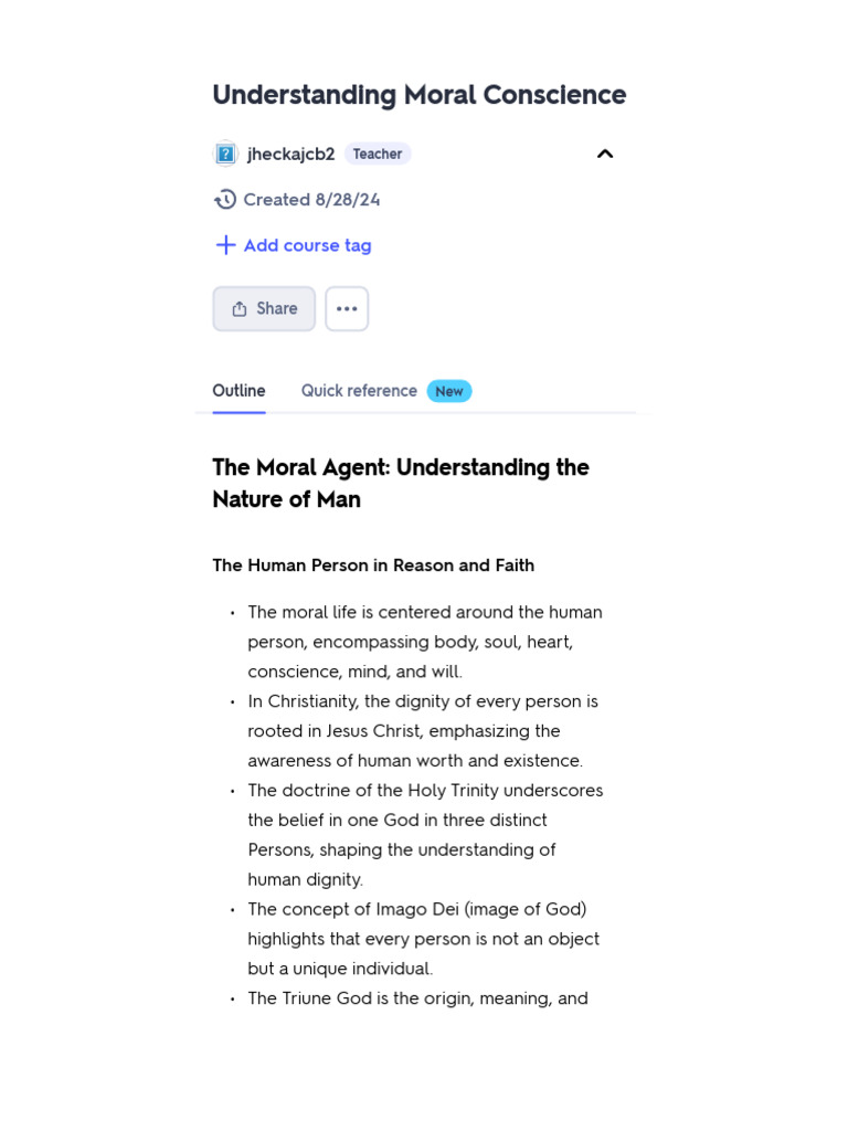 Understanding Moral Conscience Study Guide - Quizlet | PDF | Conscience | Image Of God