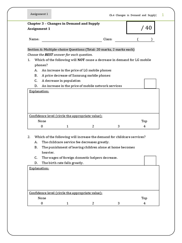 Changes in Demand and Supply Assignment 1 (IH) | PDF | Supply And Demand | Demand