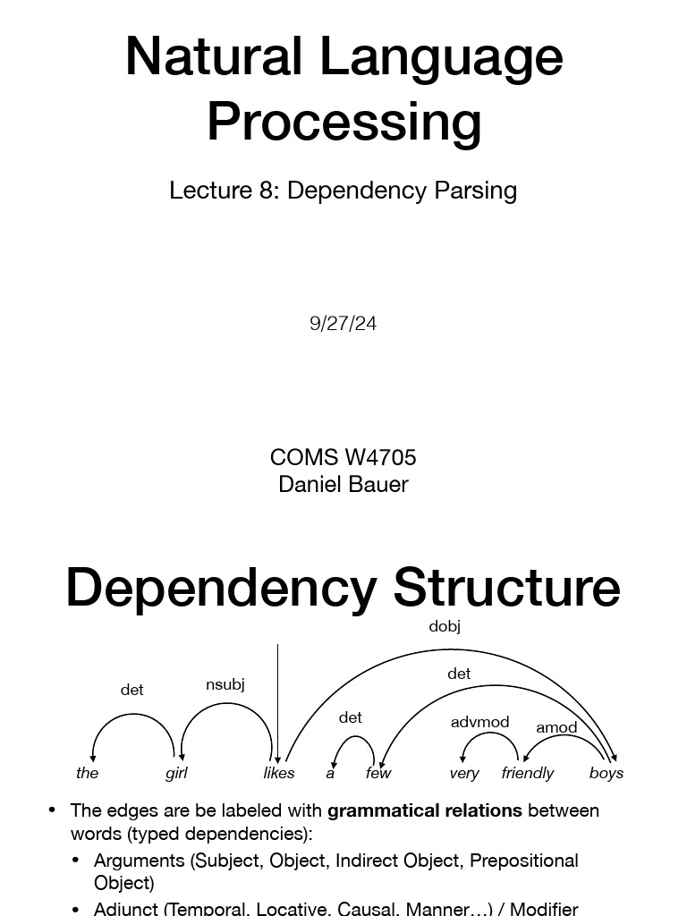 Lecture08 Dependency Parsing | PDF | Grammar | Graph Theory