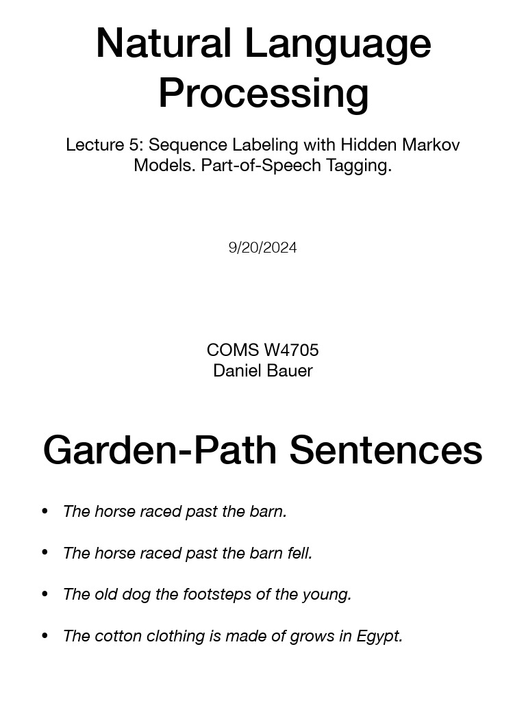 Lecture05-Hmm Pos Tagging | PDF | Part Of Speech | Verb