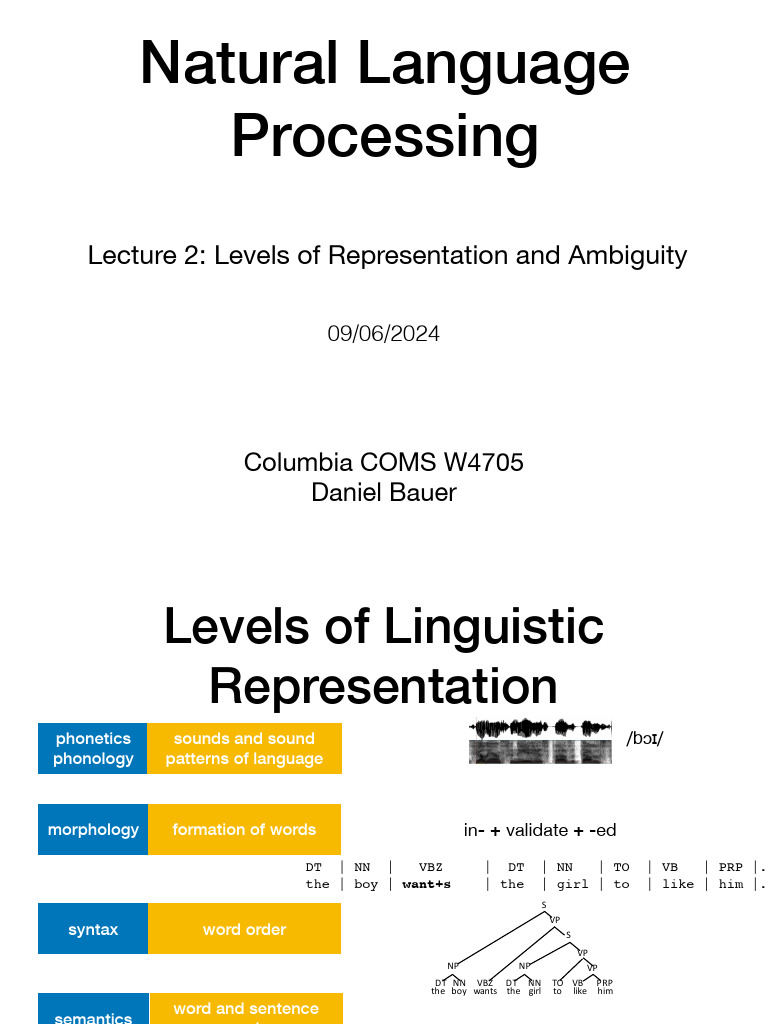 Lecture02 Ambiguity | PDF | Morphology (Linguistics) | Word
