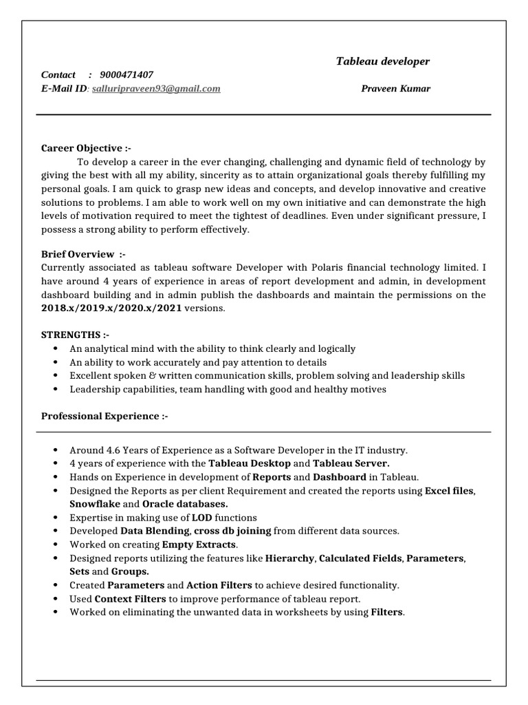 Praveen Kumar Updated Resume | PDF | Data | Information Technology ...