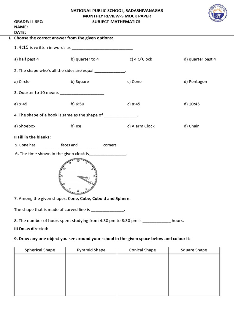 GRADE 2 Eng Practice Worksheet-Answer Keys | PDF | Shape | Sphere