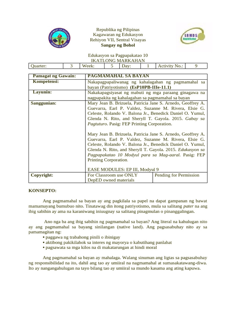 EsP10_Q3_Wk5_Day1 | PDF