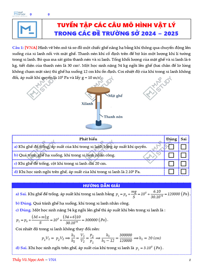 (VNA - Mapstudy) Tuyển Tập 10 Câu Mô Hình Vật Lí Trong Các Đề Trường, Sở | PDF