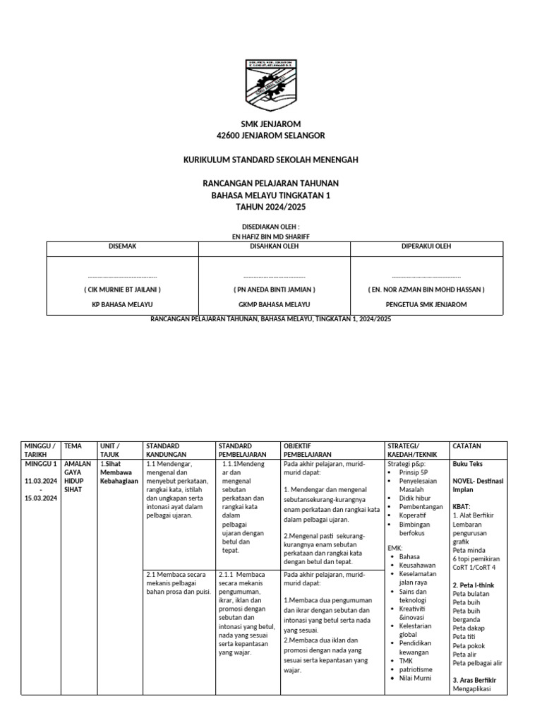RPT T1 2024-2025-1 | PDF
