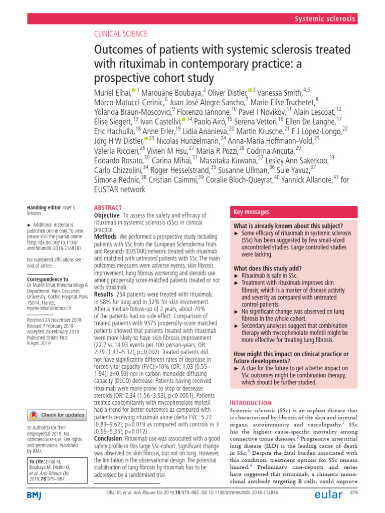 Outcomes of Patients With Systemic Sclerosis Treated With Rituximab in ...