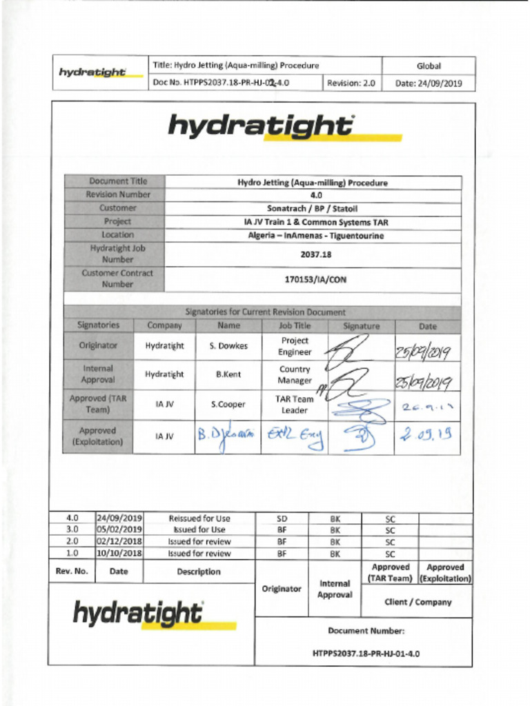 2-3 Draft HSE Plan - Hydro Jetting Procedure | PDF | Pump | Mechanical Engineering