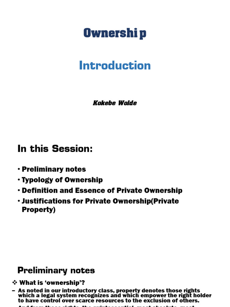 Ownership - Introduction | PDF | Property | Ownership