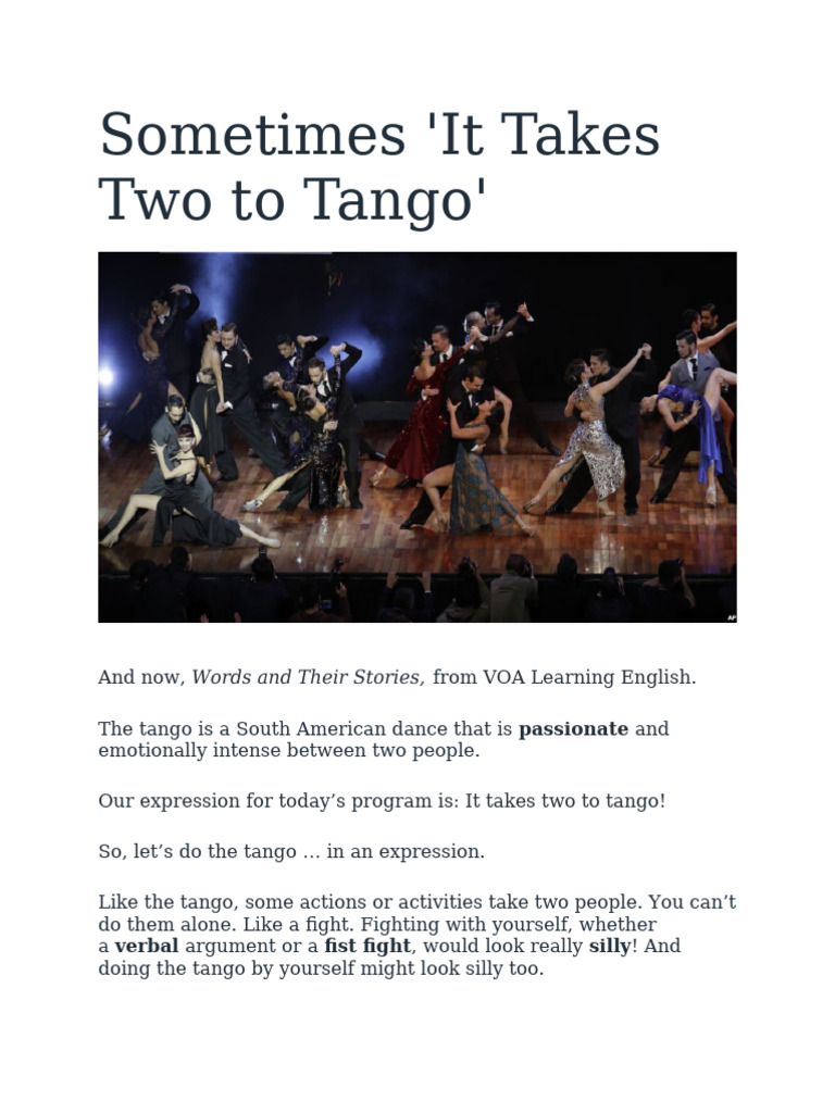 Understanding "It Takes Two to Tango" | PDF
