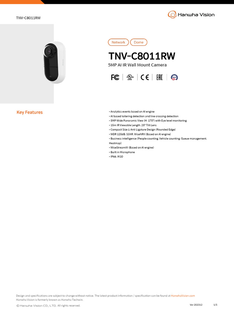 DataSheet_TNV-C8011RW_240503_EN | PDF | Internet Protocols | Camera Lens