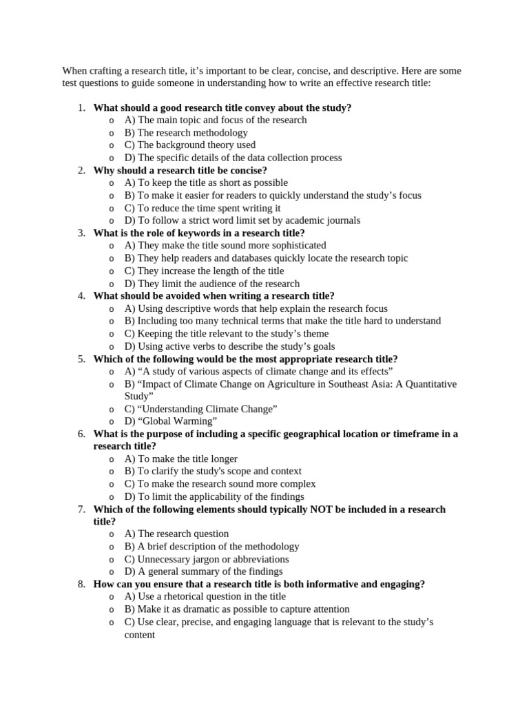 Ans Key Writing A Reserach Title | PDF | Methodology | Human Communication