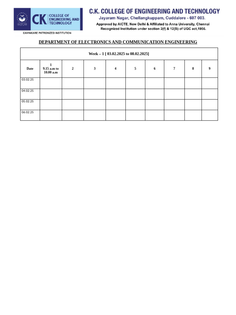Special Time Table | PDF