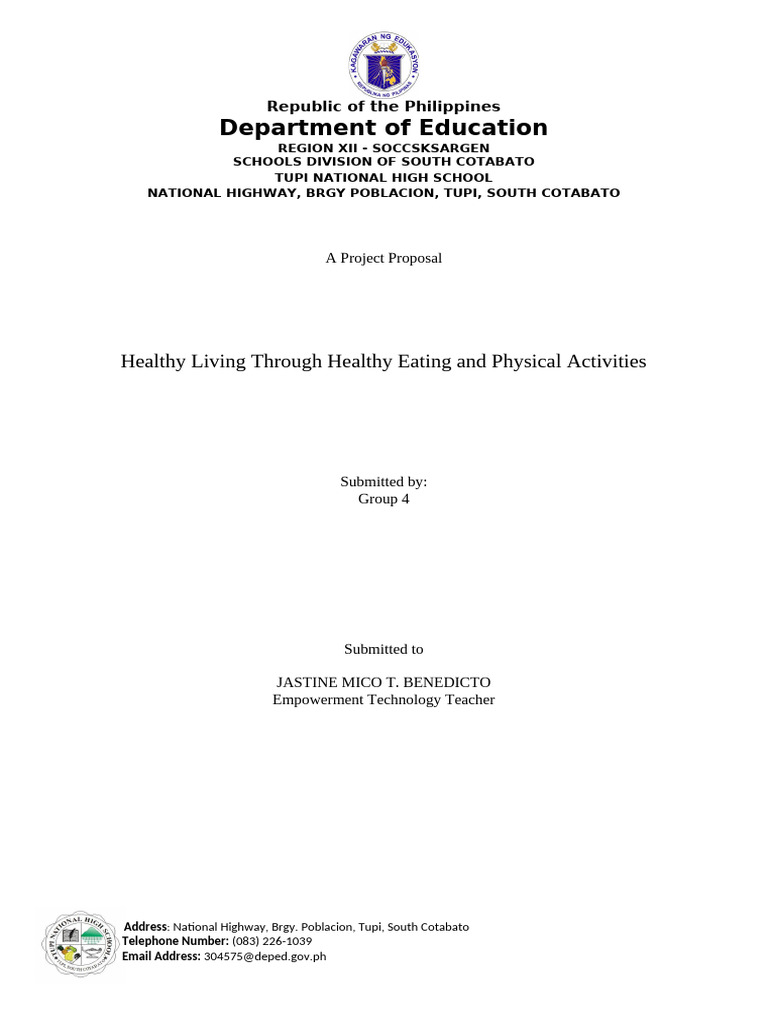 Healthy Living Project Proposal Tupi High | PDF | Healthy Diet | Meal