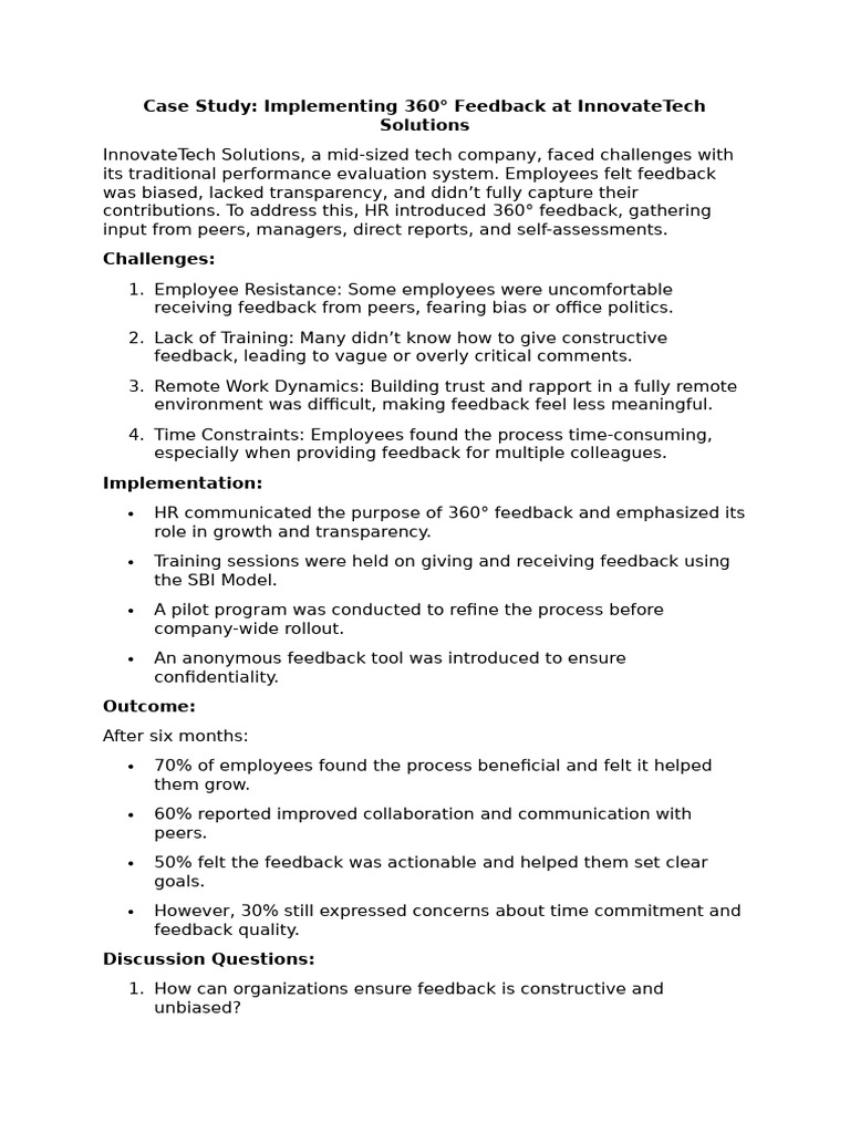 Case Study - 360 Evaluation | PDF