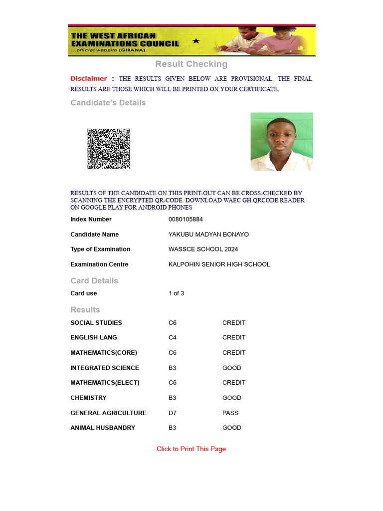 WAECDIRECT ONLINE INFORMATION SERVICE - RESULTS | PDF